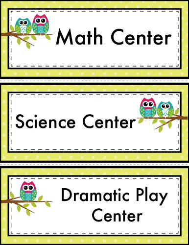 Owl Classroom Center Labels - Canadian - Learning Attic