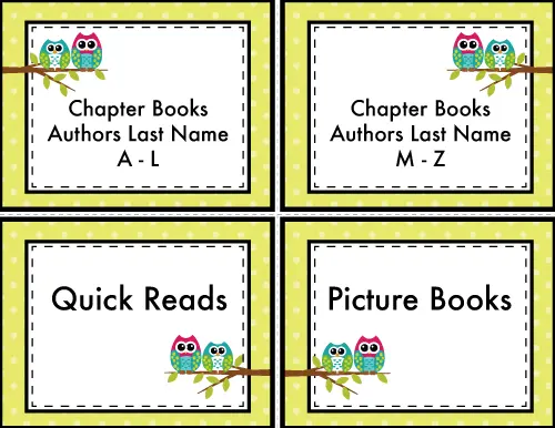 Owl Classroom Library Book Bin Labels - Learning Attic