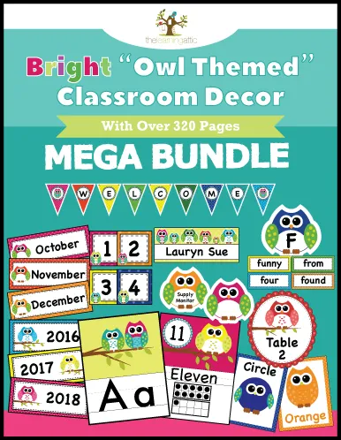 Bright Owl Themed Classroom Decor - Mega Bundle - Learning Attic