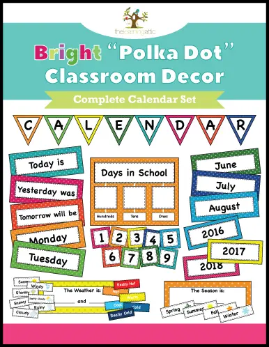 Bright Polka Dot Calendar Set - Learning Attic
