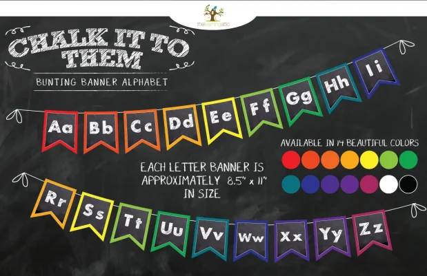 Chalkboard Bunting Banner Alphabet - Learning Attic