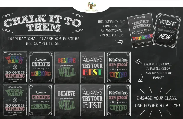 Chalkboard Inspirational Posters Complete Bundle - The Learning Attic