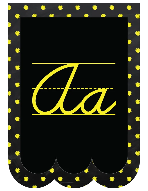 Chalkboard Bunting Banner Alphabet Polka Dot Cursive - Learning Attic