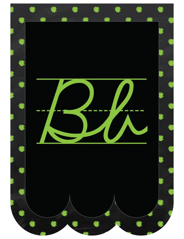 Chalkboard Bunting Banner Alphabet Polka Dot Cursive - Learning Attic
