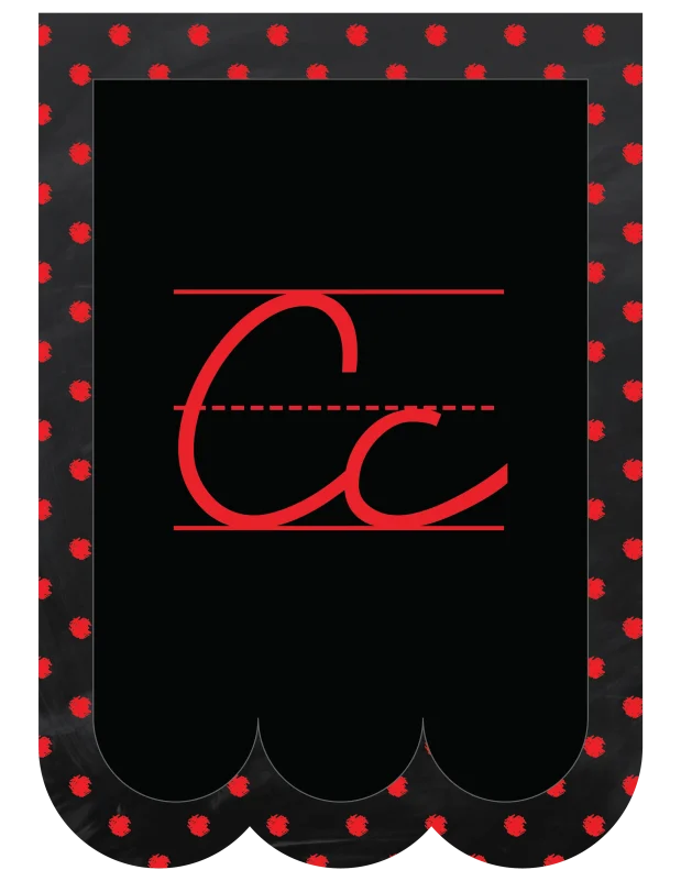 Chalkboard Bunting Banner Alphabet Polka Dot Cursive - Learning Attic