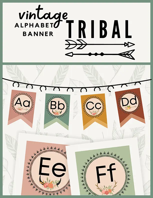 Vintage Tribal Alphabet Banner - Learning Attic