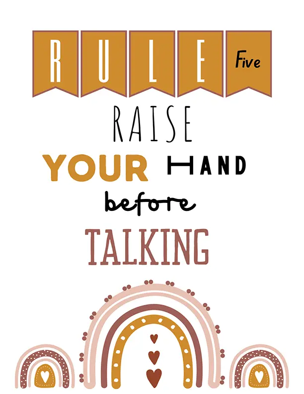 8 Boho Rainbows Classroom Rule Posters - Learning Attic