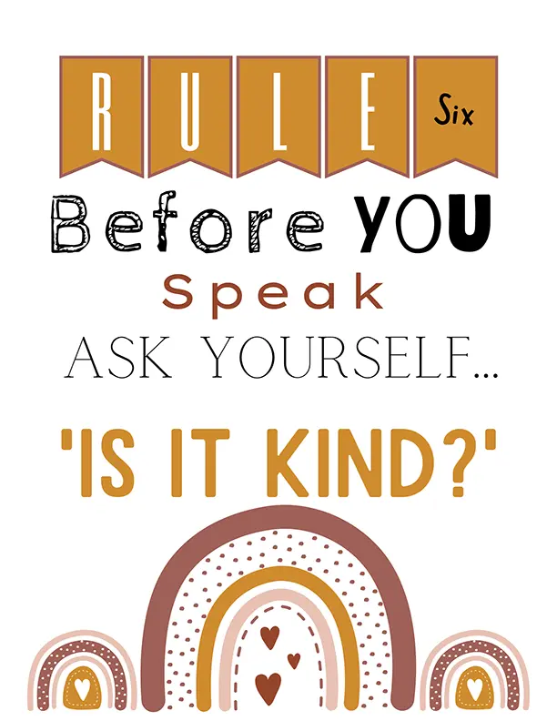 8 Boho Rainbows Classroom Rule Posters - Learning Attic