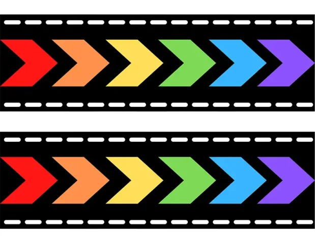 Bulletin Board Borders Set Rainbow Black & White - Learning Attic