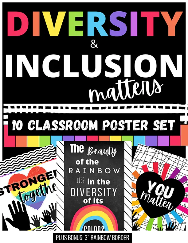 Diversity & Inclusion Classroom Poster Set in Rainbow Colors - Learning ...