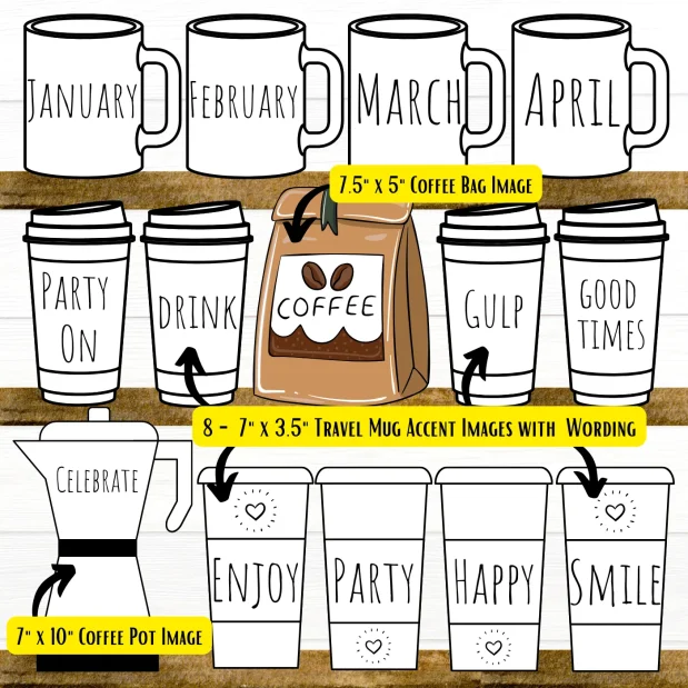 Coffee, Donuts & Rae Dunn Bulletin Board Set - Learning Attic