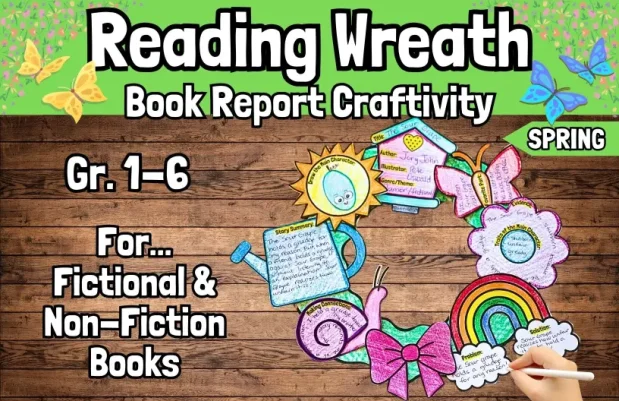 Spring Reading Wreath Craftivity for Fiction/Non-Fiction Books ...