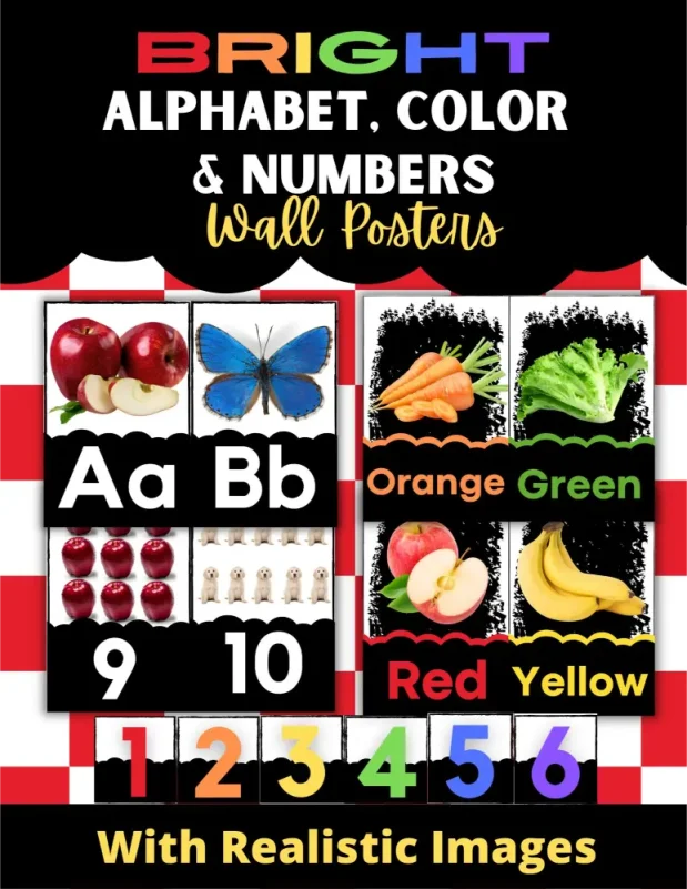 Bright Alphabet, Colors & Number Posters - Learning Attic