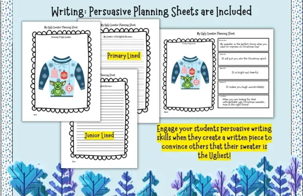 Persuasive 'Ugly Sweater' Writing Activity & Bulletin Board Set ...