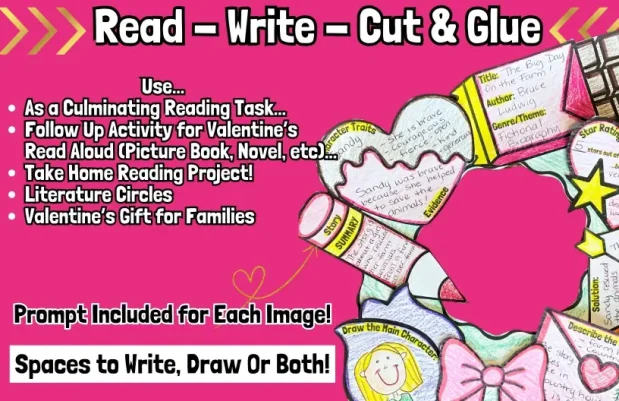 Valentine's Reading Wreath Craftivity for Fiction/Non-Fiction Books ...