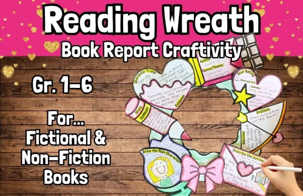 Valentine's Reading Wreath Craftivity for Fiction/Non-Fiction Books ...