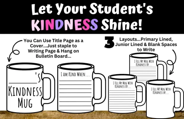 Kindness Mug Writing Craftivities & Bulletin Board Set - Learning Attic