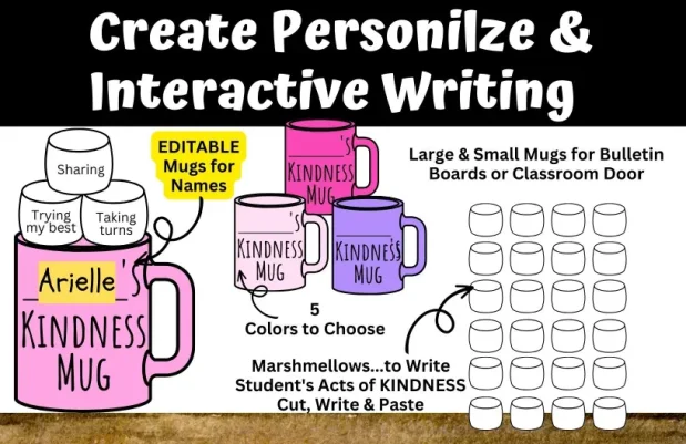 Kindness Mug Writing Craftivities & Bulletin Board Set - Learning Attic