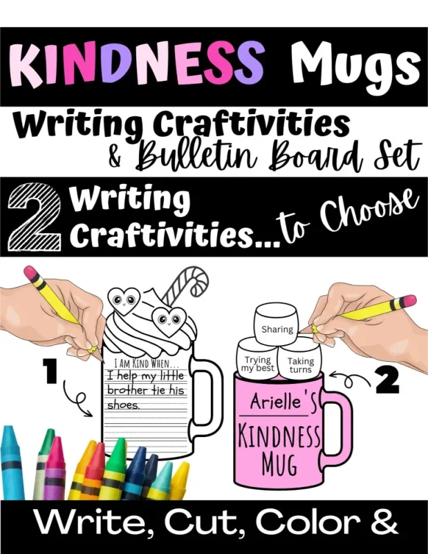 Kindness Mug Writing Craftivities & Bulletin Board Set - Learning Attic
