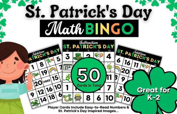 St. Patrick’s Day Addition and Subtraction BINGO Math Game - Learning Attic