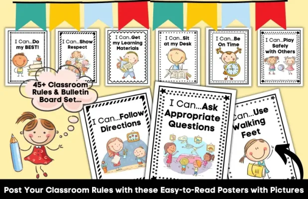 45+ Classroom Rules Poster & Bulletin Board Set - Learning Attic