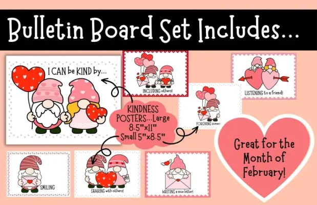 Kindness Math & Writing Gnome 'Craftivities' & Bulletin Board Set ...