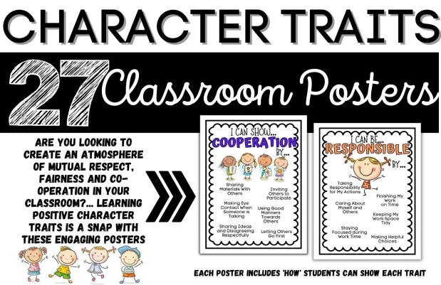 Character Traits Posters & Bulletin Board Set - Learning Attic