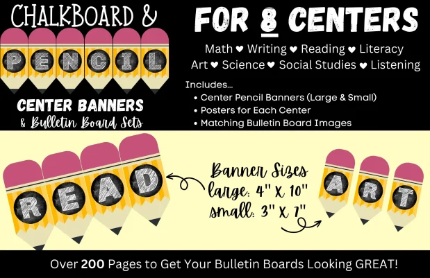 Chalkboard & Pencil Bulletin Board Sets - Learning Attic