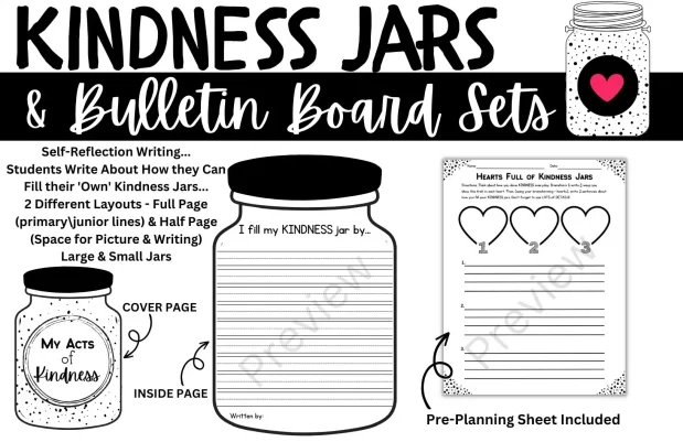 Kindness Jars Writing Activities & Bulletin Board Sets - Learning Attic