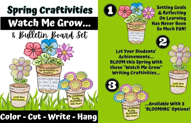 'Watch Me Grow' Spring Writing Craftivities and Bulletin Board Set ...