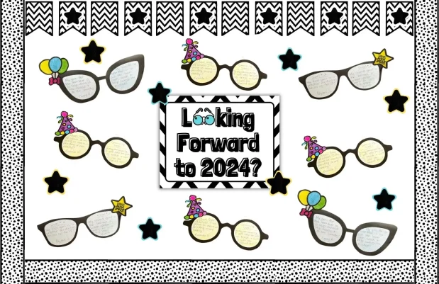 My New Year's Goal Setting Glasses Writing Craftivity & Bulletin Board ...