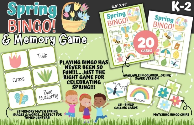 Spring BINGO & Memory Game - Learning Attic