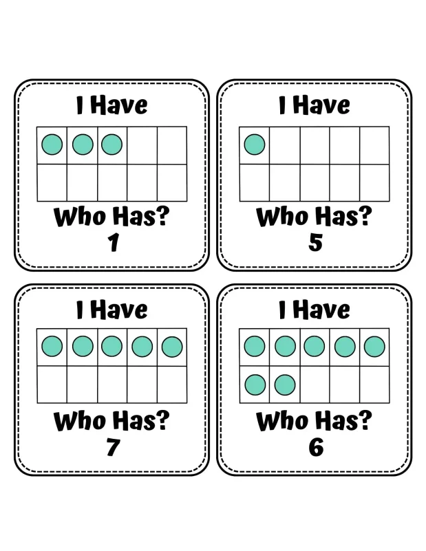 Ten Frame “I Have...Who Has?” Card Game - Learning Attic