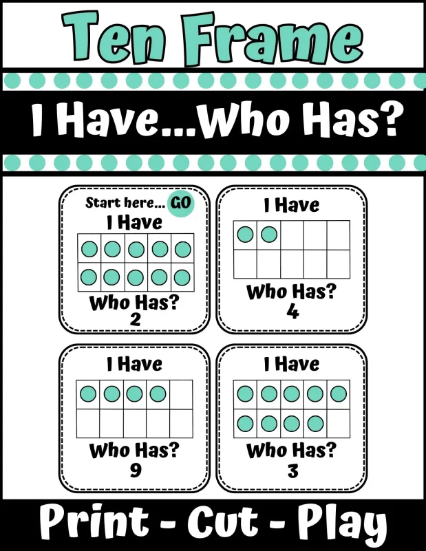 Ten Frame “I Have...Who Has?” Card Game - Learning Attic