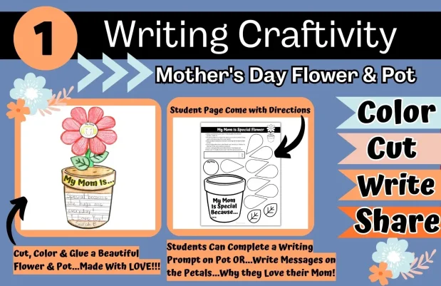 Mother's Day 5 Writing Craftivities & Mother's Day Booklet - Learning Attic