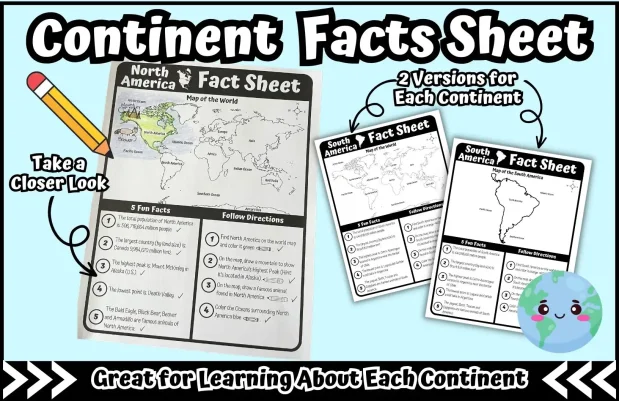 Continent & Oceans Fact Fan & Mini Readers - Learning Attic