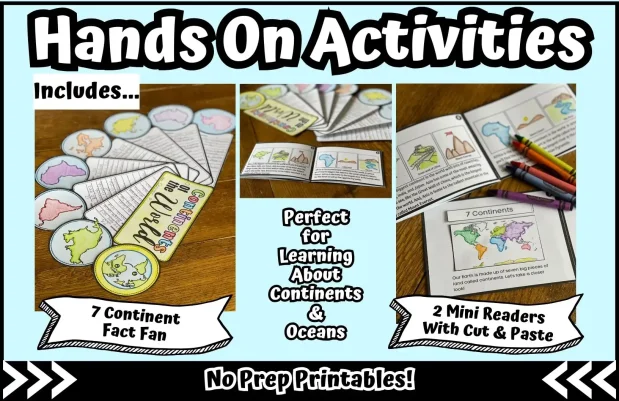 Continent & Oceans Fact Fan & Mini Readers - Learning Attic