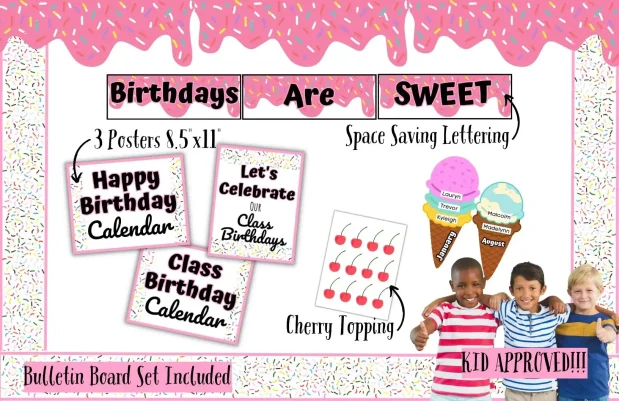 EDITABLE Ice Cream Birthday Calendar Bulletin Board Set - Learning Attic