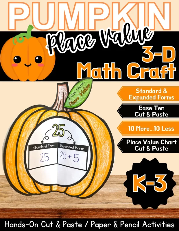 Place Value 3D Pumpkin Math Craft - Learning Attic