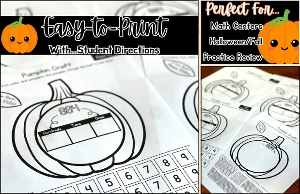 Place Value 3D Pumpkin Math Craft - Learning Attic