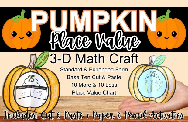 Place Value 3D Pumpkin Math Craft - Learning Attic