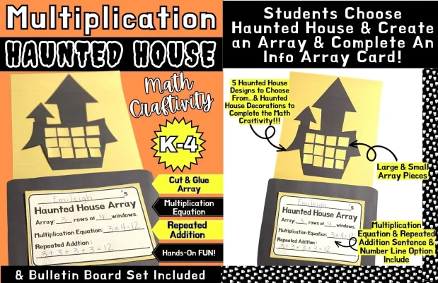 Multiplication Haunted House Craftivity & Bulletin Board Set - Learning ...