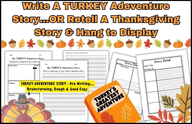 Build-A-Turkey Writing Craftivities & Bulletin Board Set - Learning Attic
