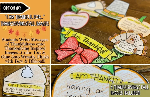 I Am THANKFUL Wreath Craftivities & Bulletin Board Set - Learning Attic