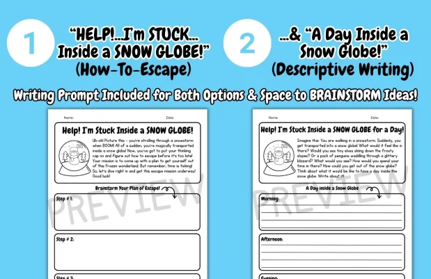 "HELP! I'm Stuck in a SNOW GLOBE!" Craftivity & Bulletin Board ...