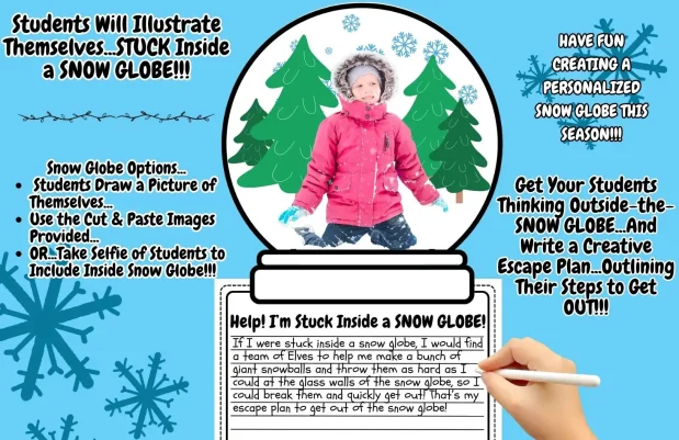 "HELP! I'm Stuck in a SNOW GLOBE!" Craftivity & Bulletin Board ...