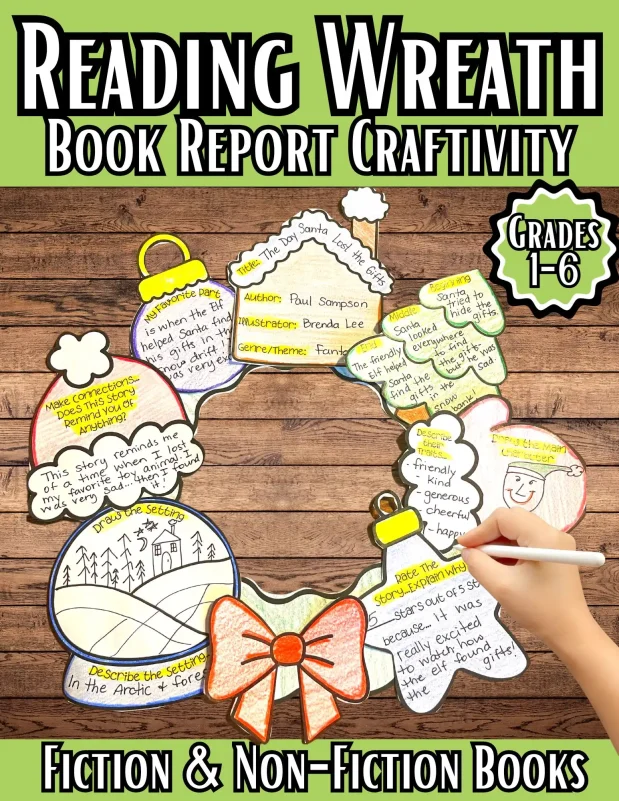 Reading Wreath Book Report for Fiction - Learning Attic