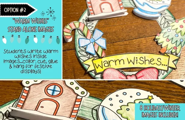 Warm Wishes Wreath Craftivity & Bulletin Set - Learning Attic