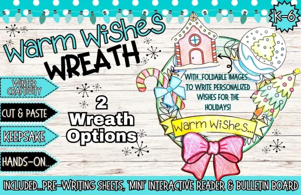 Warm Wishes Wreath Craftivity & Bulletin Set - Learning Attic