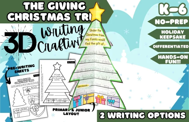 3D Christmas Tree Writing Craft - Learning Attic